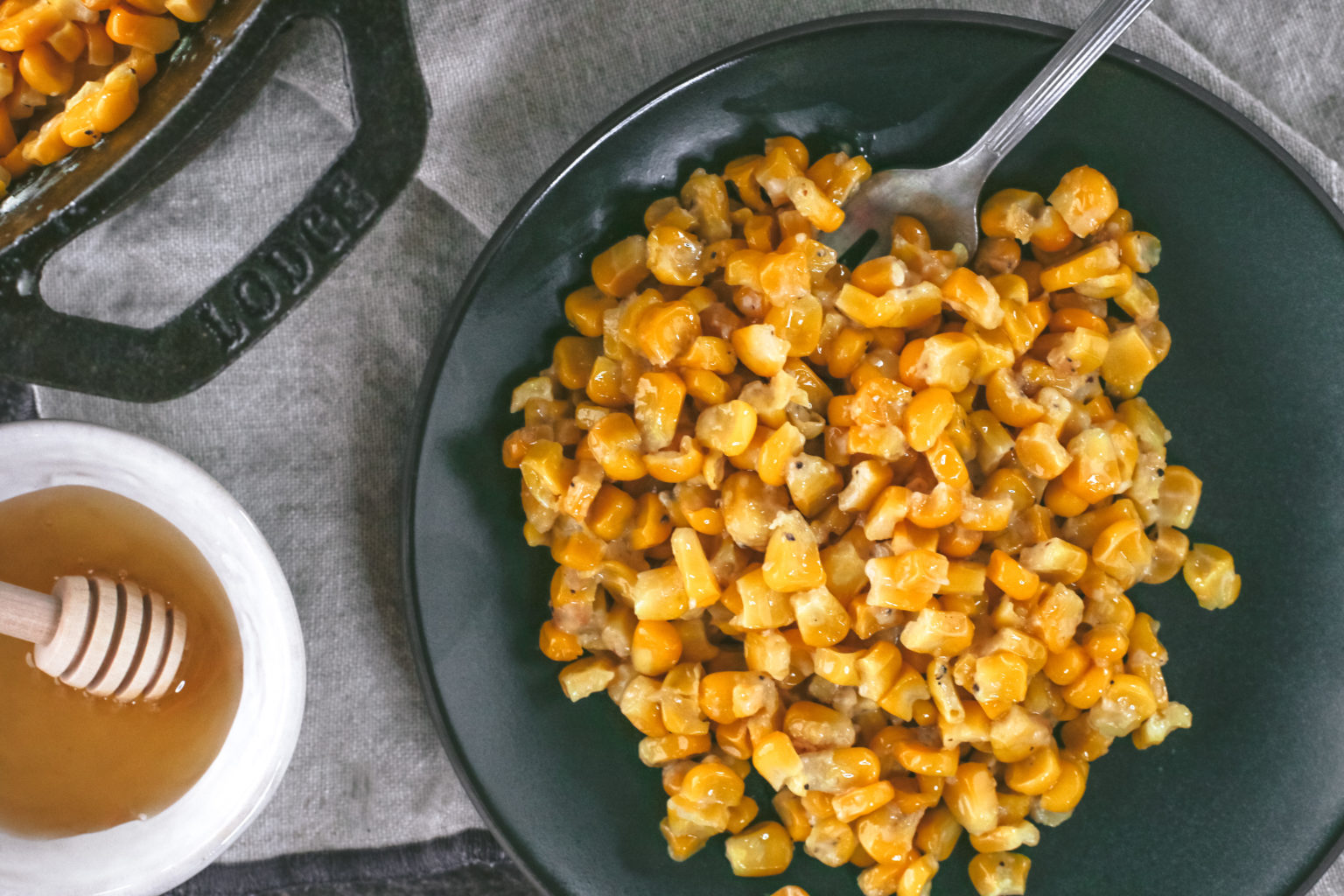 Skillet Creamy Honey Corn - Lolo Home Kitchen