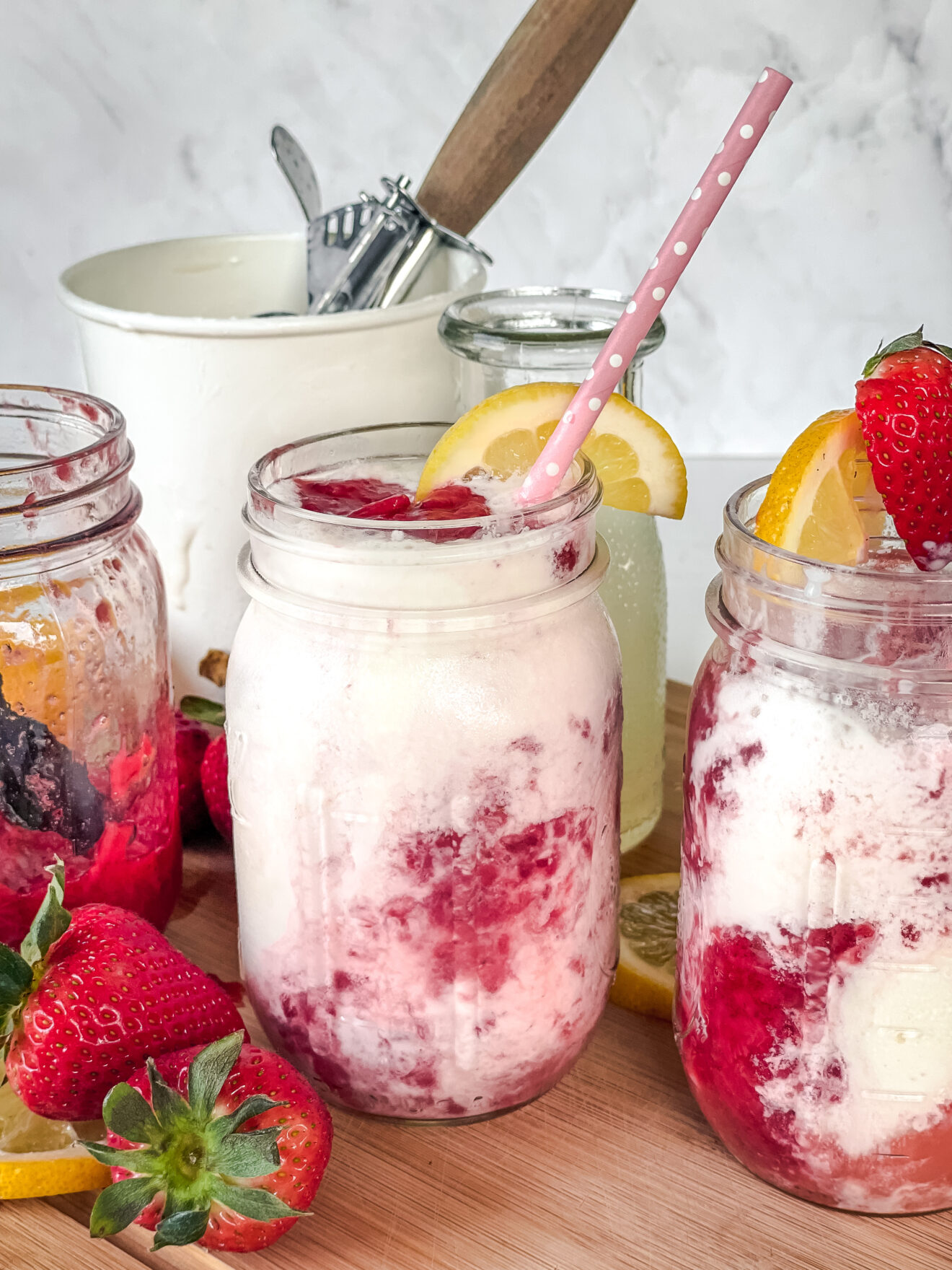 Strawberry Lemonade Ice Cream Float - Lolo Home Kitchen