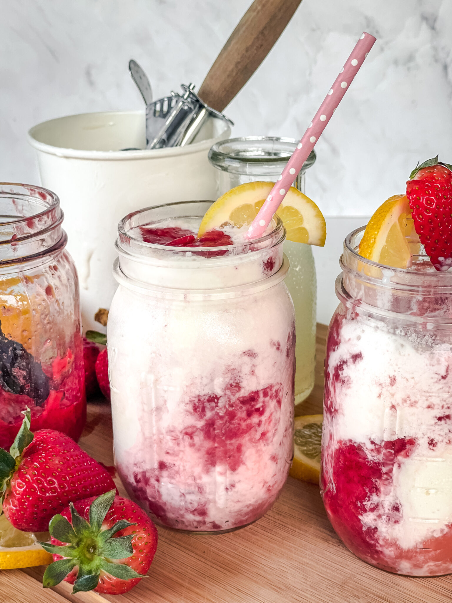 Strawberry Lemonade Ice Cream Float - Lolo Home Kitchen