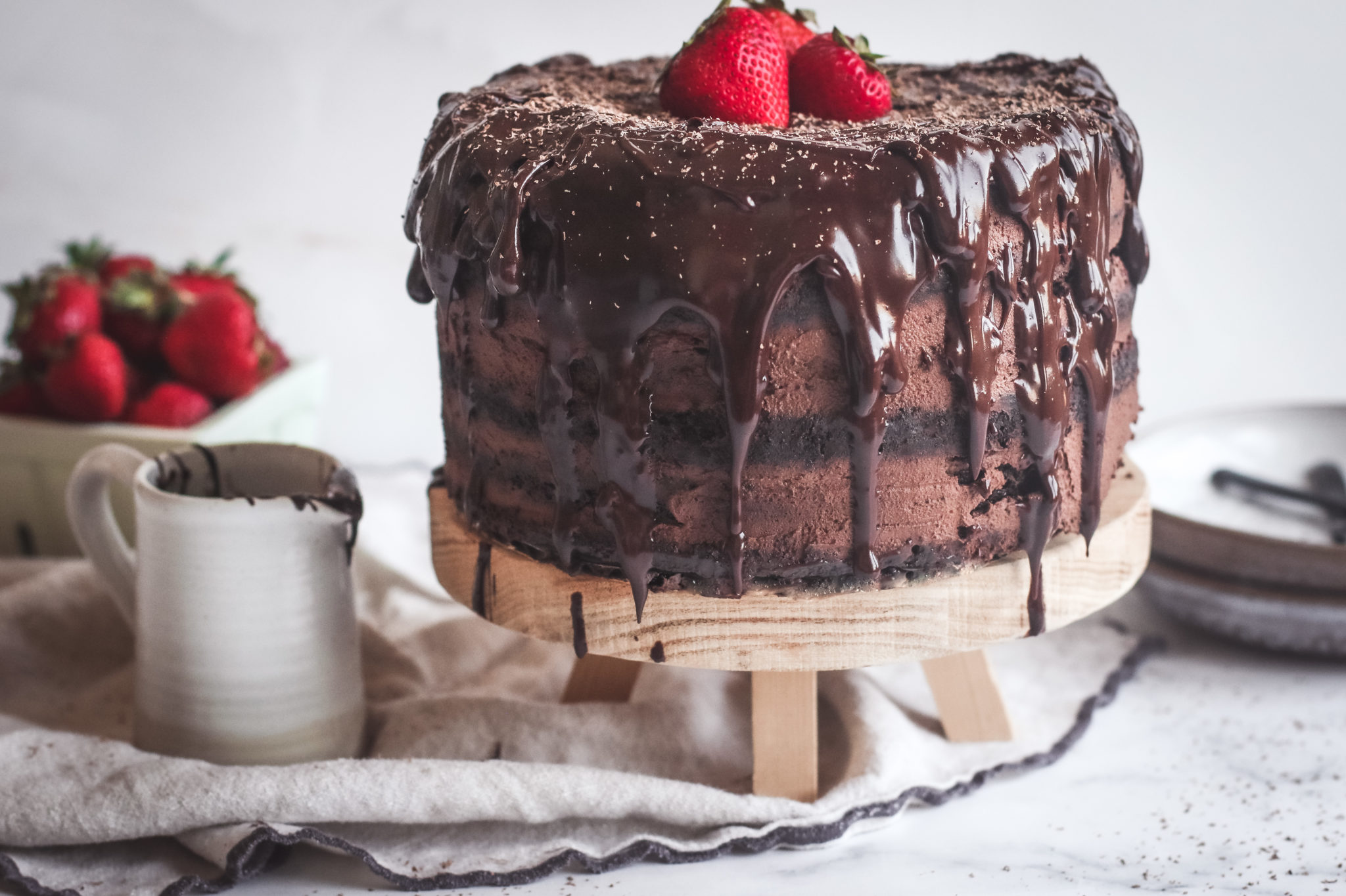Dark Chocolate Mousse Cake with a Chocolate Ganache Frosting - Lolo ...
